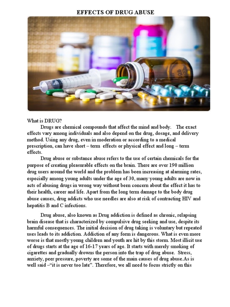 Essay (Effect of Drug Abuse) | PDF | Substance Abuse | Substance Dependence