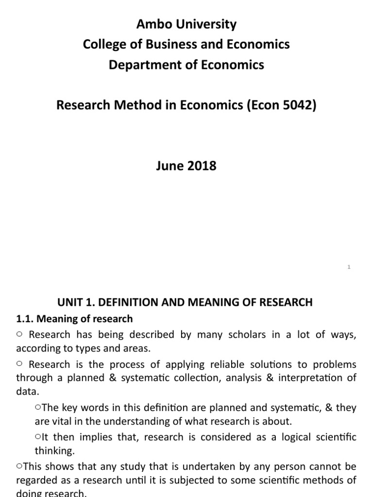Ambo University College of Business and Economics Department of ...
