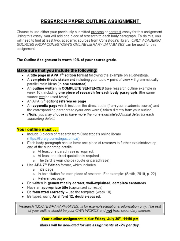 Research Paper Outline Assignment Guide | PDF | Paragraph | Apa Style