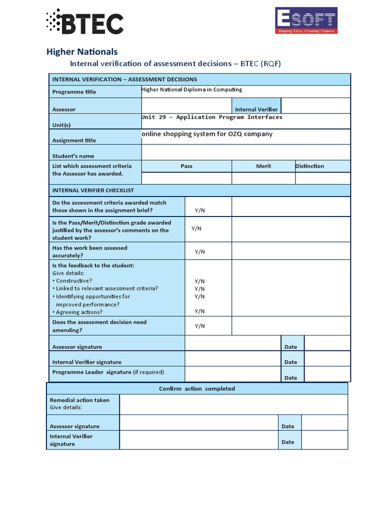 BTEC Internal Verification for Computing Unit | PDF | Plagiarism | Online Shopping