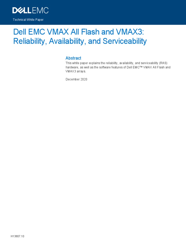 h13807 Dell Emc Vmax All Flash Vmax3 Reliability Availability ...