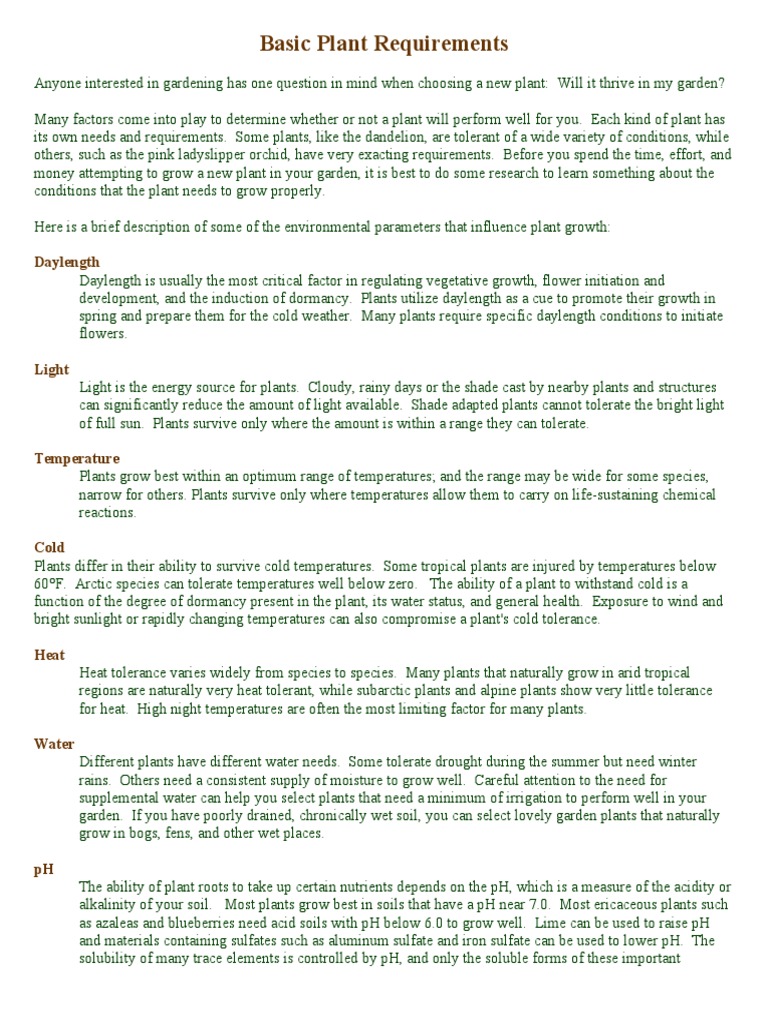 Basic Plant Requirements: Daylength | PDF | Plant Nutrition | Nutrients