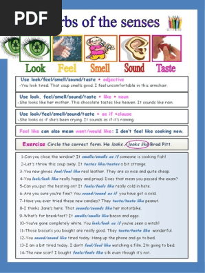 Senses Adjectives And Verbs Worksheet