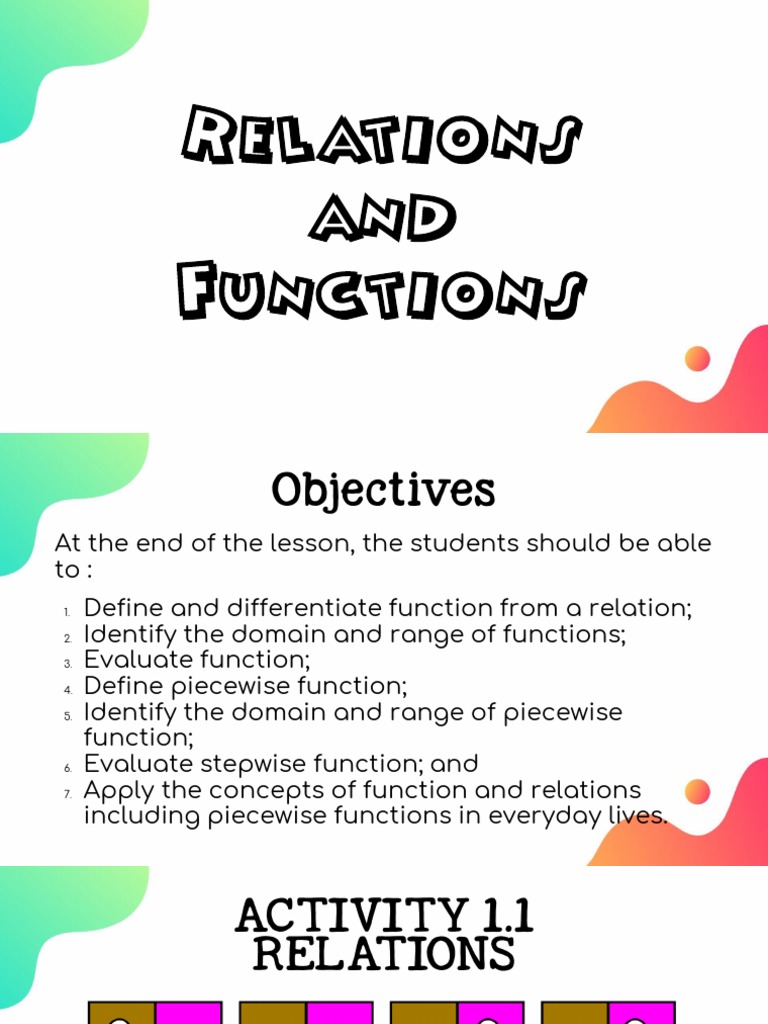 GenMath PPT - Relations and Functions (Wk1&2) - 2005 | PDF | Function (Mathematics) | Domain Of ...