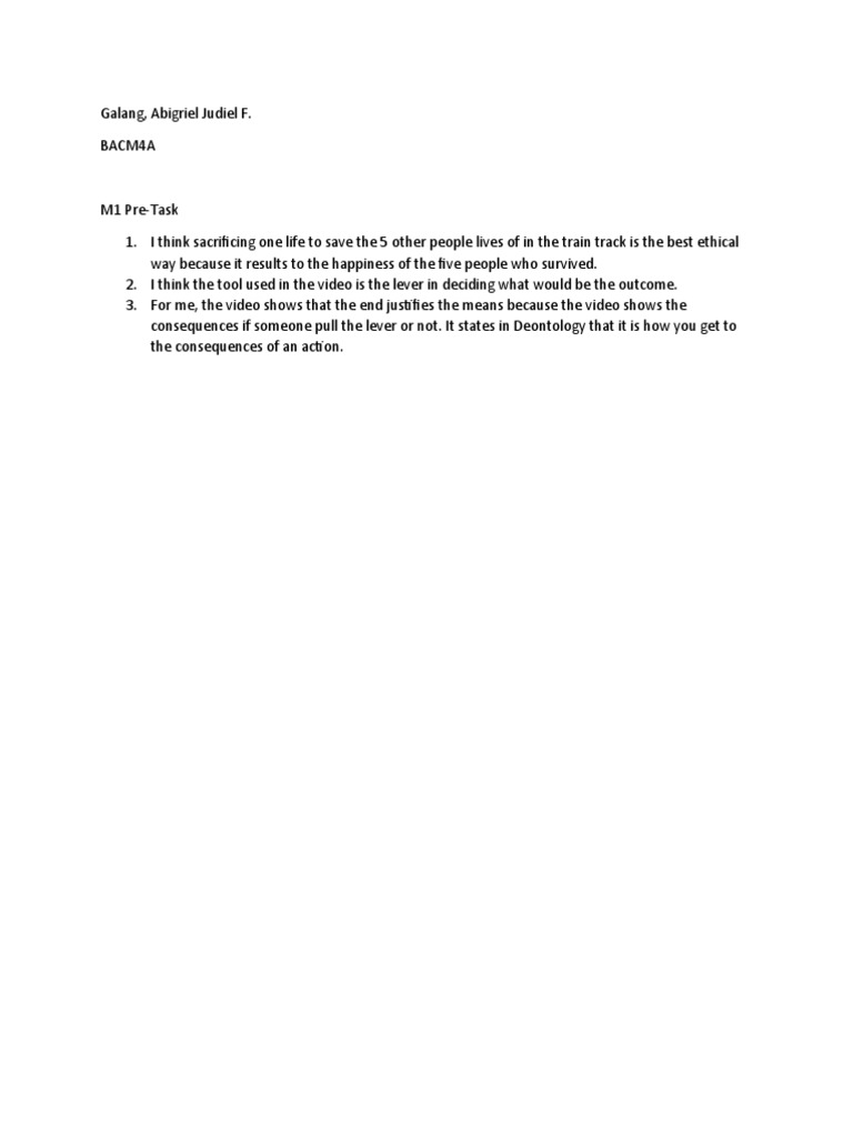 M1 Pre Task Ethics | PDF