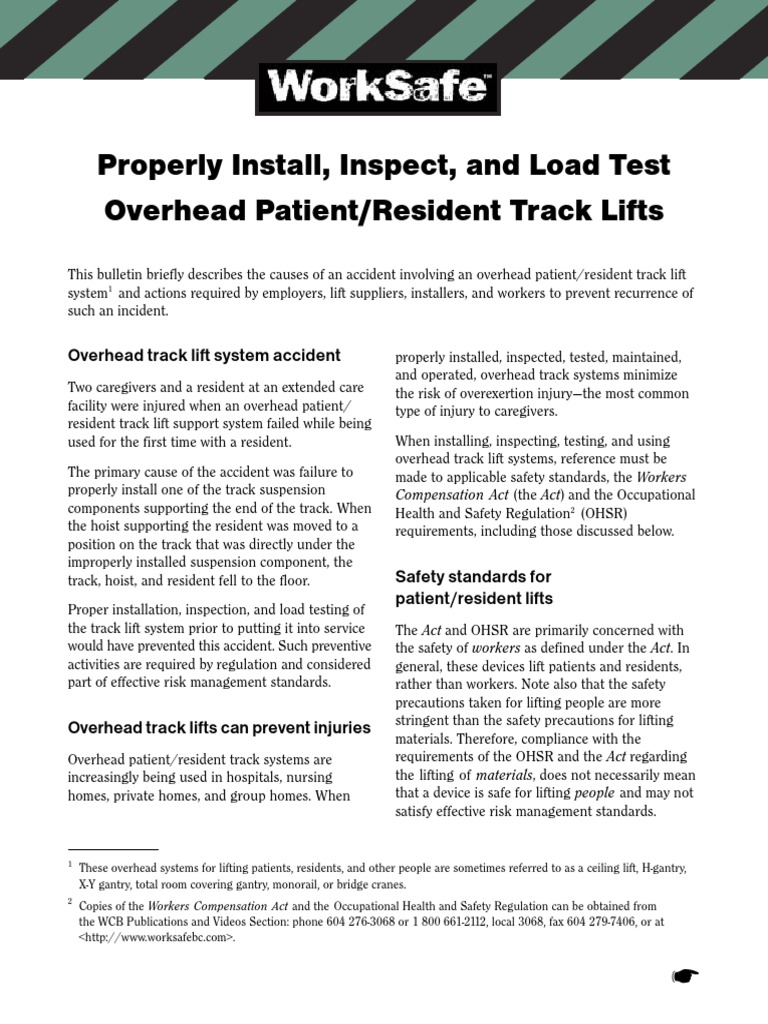 Properly Install, Inspect, and Load Test Overhead Patient/Resident ...