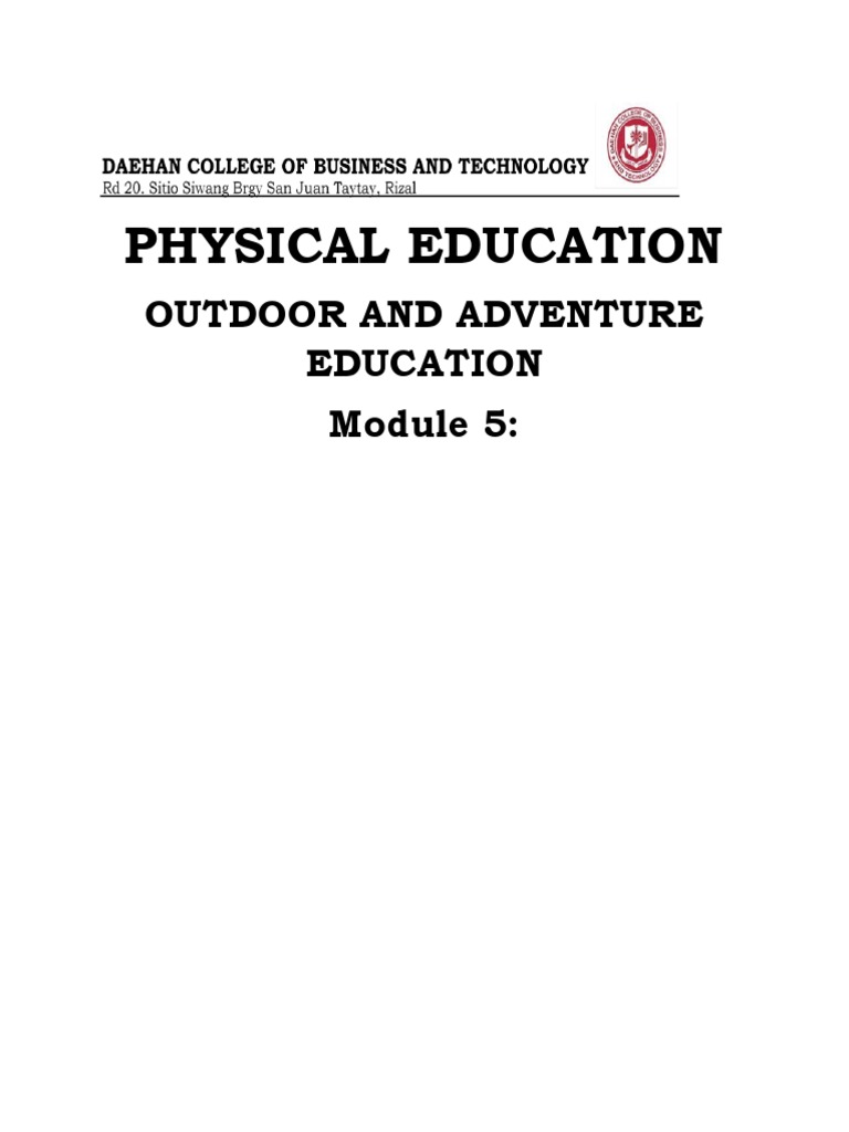Outdoor Adventure Education Module 5 | PDF