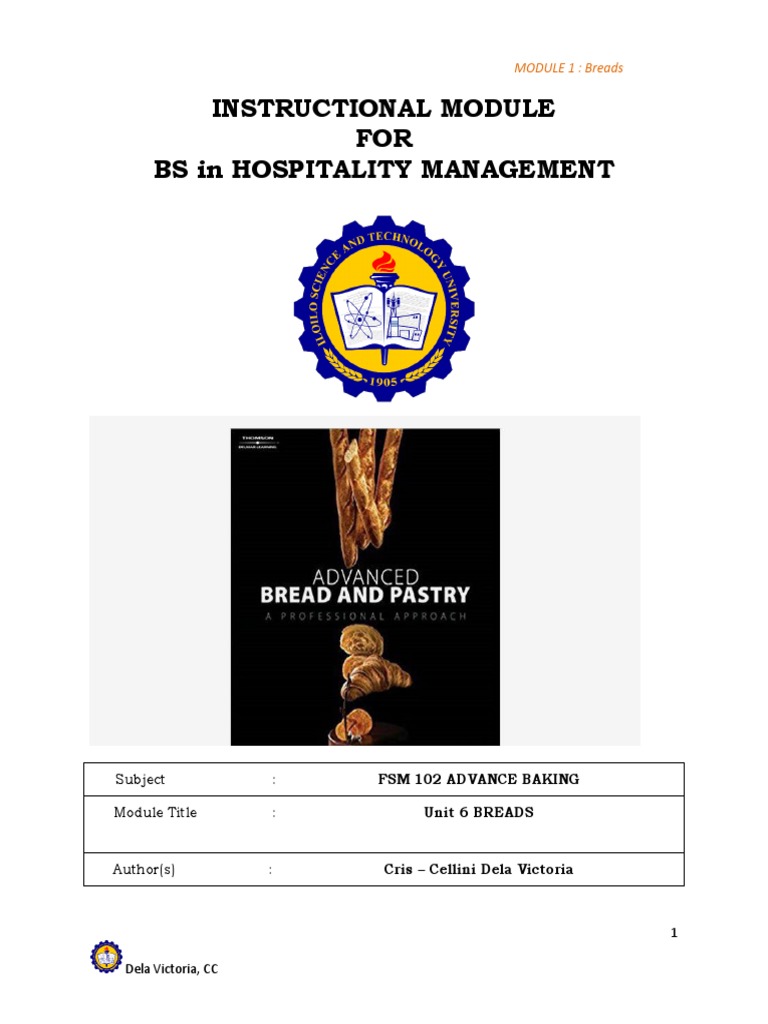 FSM Advance Baking MODULE Finals Module 2 | PDF | Breads | Dough