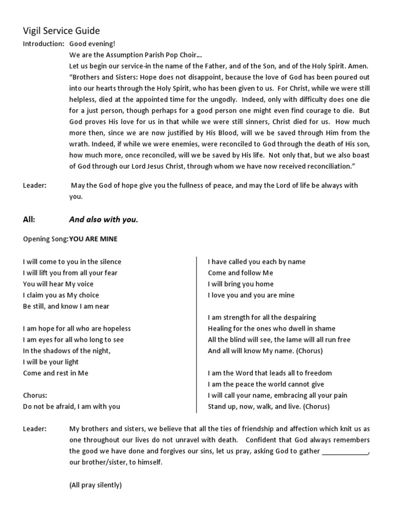 Vigil Service Guide | PDF | Jesus | Prayer
