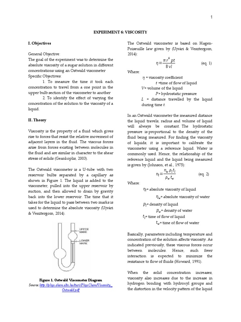 Viscosity of Sugar Solutions Experiment | PDF | Viscosity | Liquids