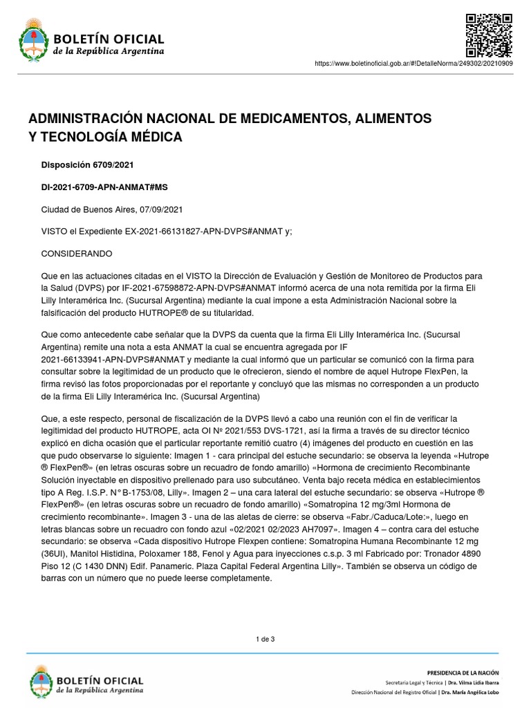 Anmat Prohibió Un Inyectable Con Hormonas Del Crecimiento | PDF ...