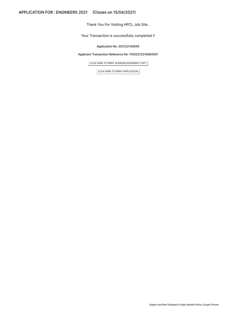 HPCL Application Form | PDF