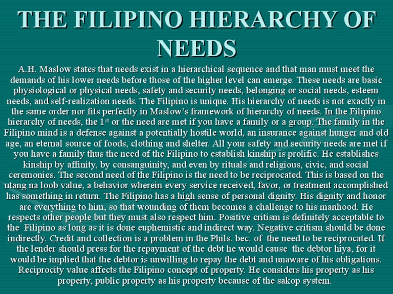 The Filipino Hierarchy of Needs | PDF