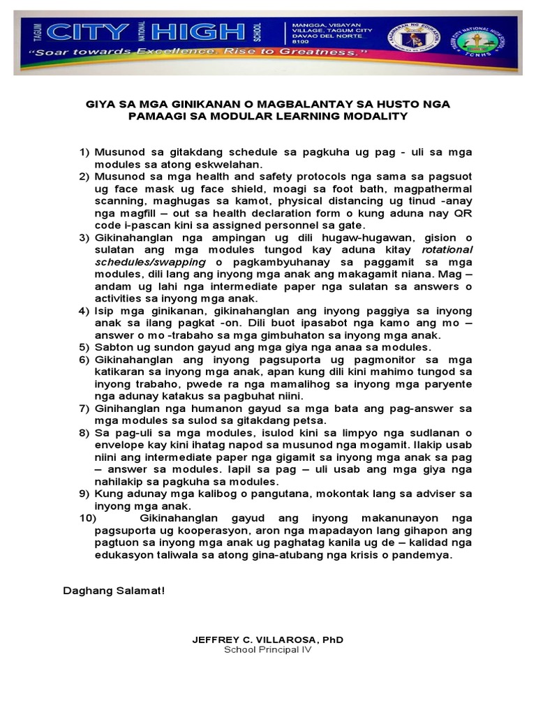 Giya Sa Mga Ginikanan | PDF