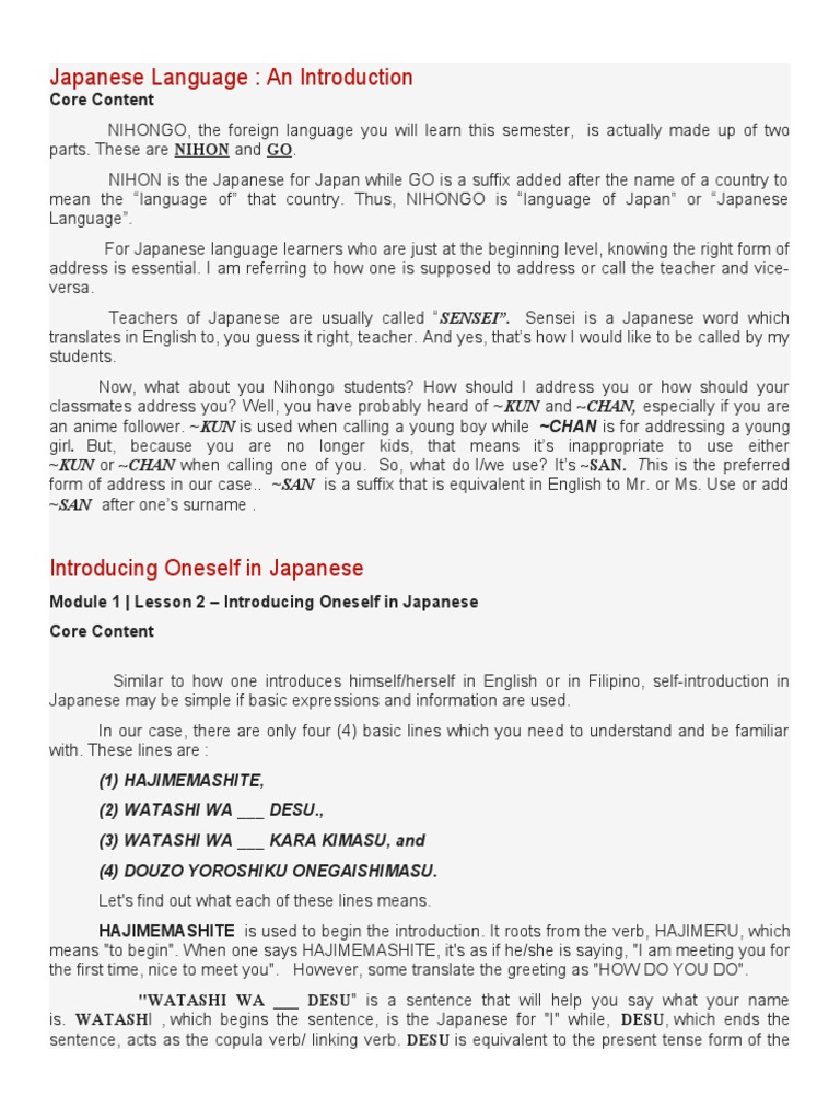 Japanese Language: An Introduction: Core Content | PDF | Japanese ...