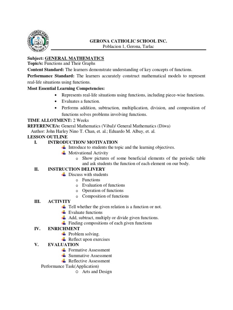 GenMath LP 1st Quarter | PDF | Function (Mathematics) | Learning