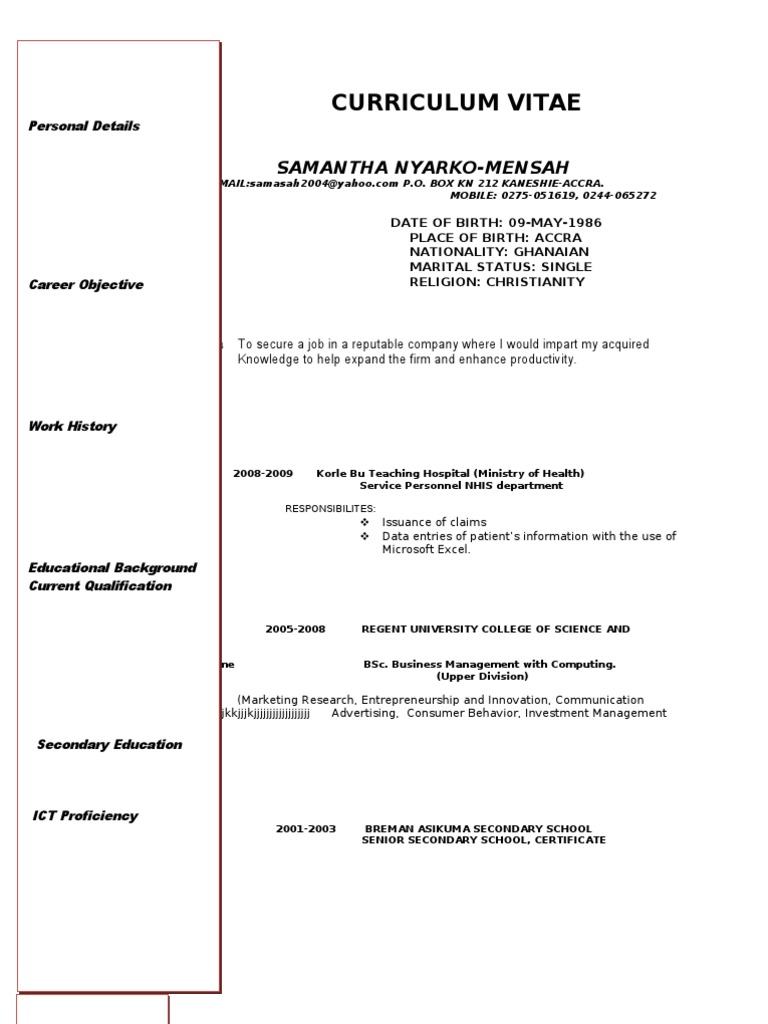 Carriculum Vitae | PDF | Ghana | Accra