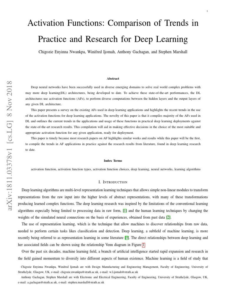 Activation Functions Book | PDF | Deep Learning | Artificial Neural Network
