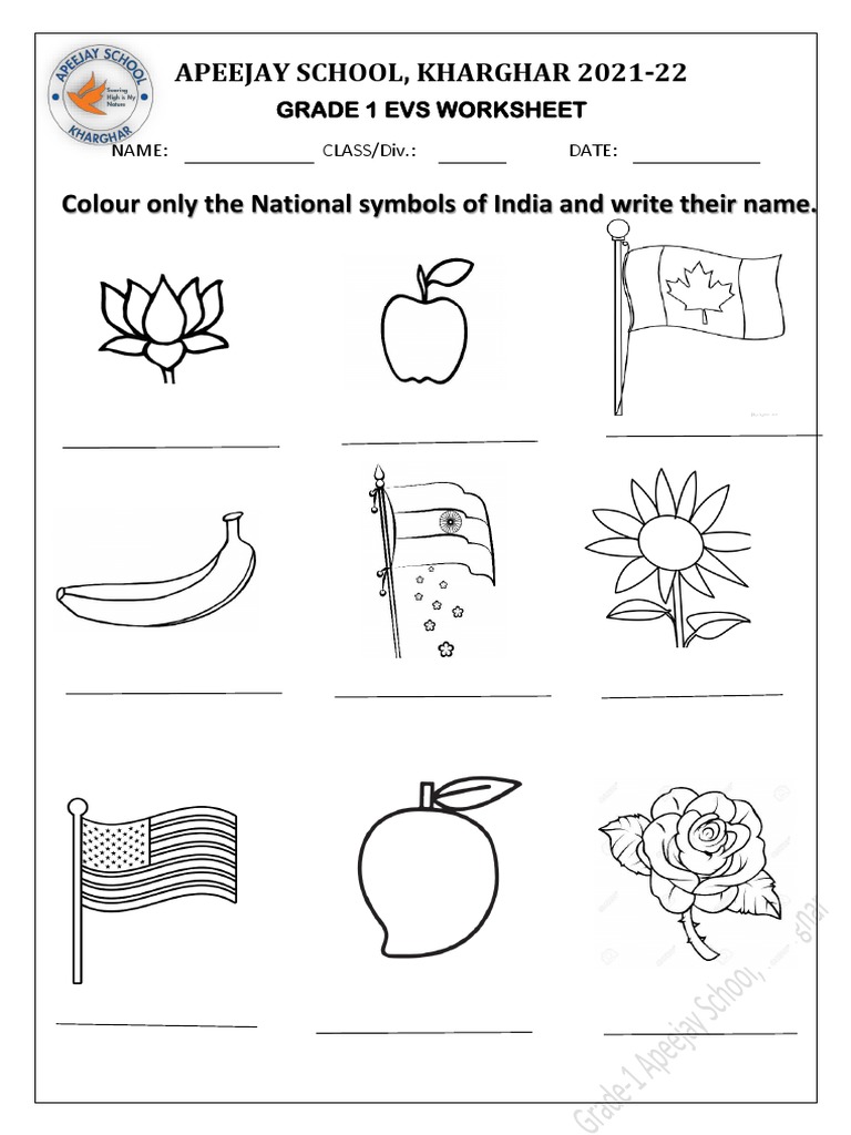 National Symbols Worksheet