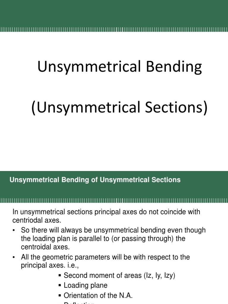 Unsymmetrical Bending of Unsymmetrical Sections | PDF | Bending | Beam ...
