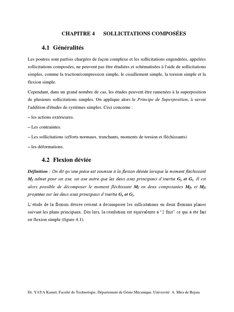 Chapitre 4-Sollicitations Composées | PDF | Flexion (matériau) | Résistance des matériaux