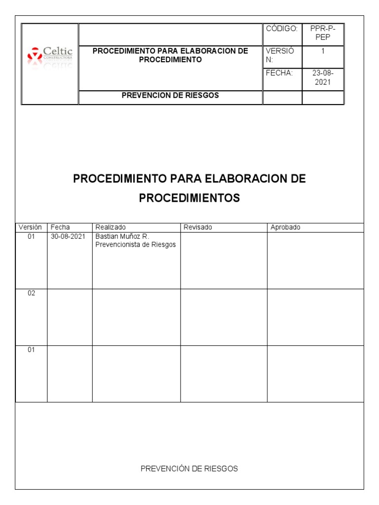 1 Procedimiento para Elaboracion de Procedimientos PPR-P-PEP | PDF | Informática