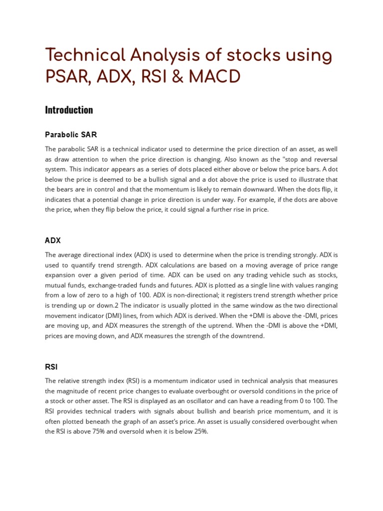 Technical Analysis of Stocks Using Psar, Adx, Rsi & Macd: Parabolic SAR ...