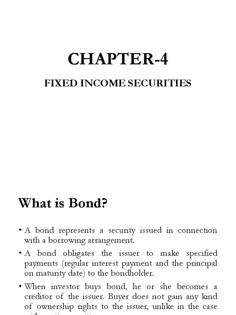 Chapter-4: Fixed Income Securities | PDF | Bonds (Finance) | Yield ...
