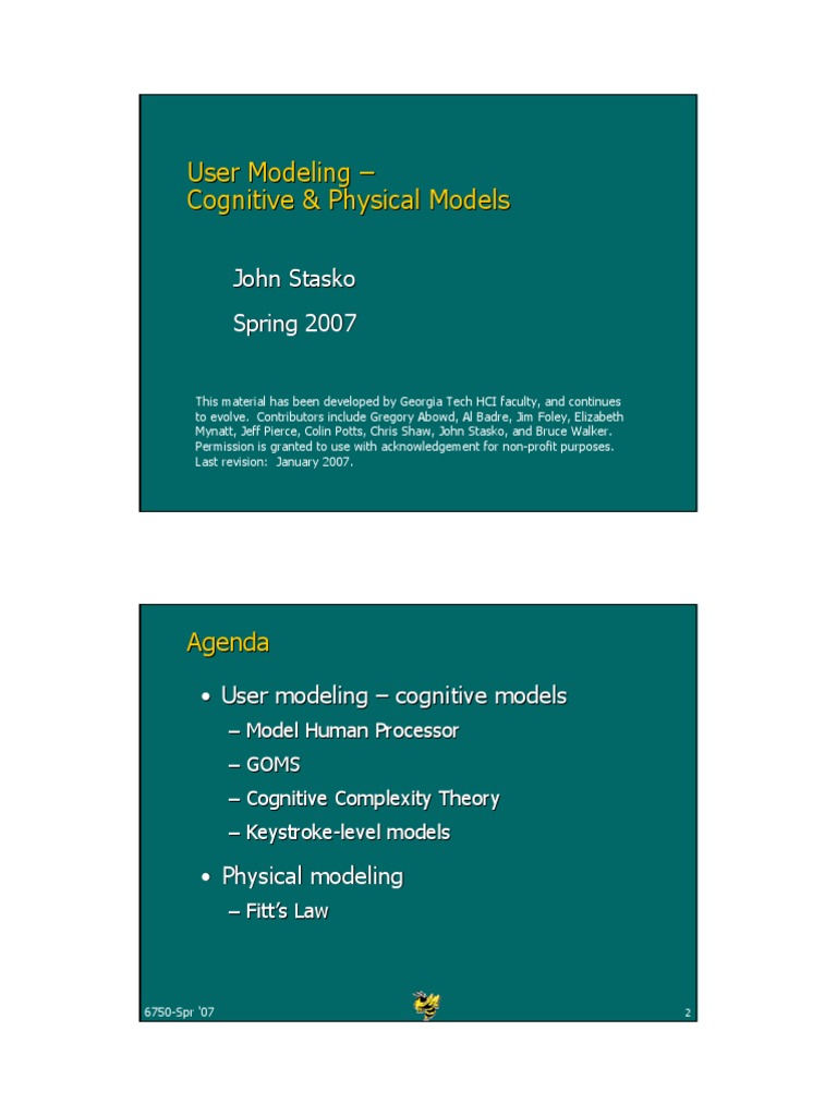 User Modeling - Cognitive & Physical Models | PDF | Memory | Systems Science