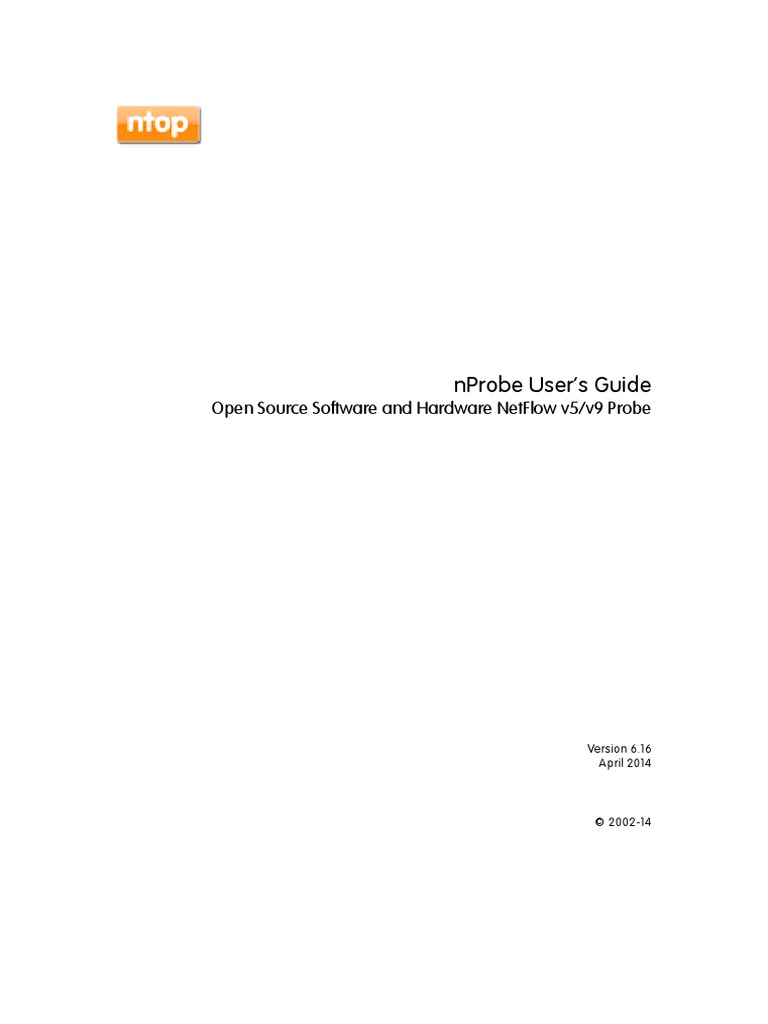 Nprobe User'S Guide: Open Source Software and Hardware Netflow V5/V9 ...