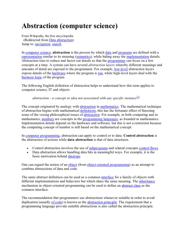 Abstraction Abstraction Computer Science Programming Language
