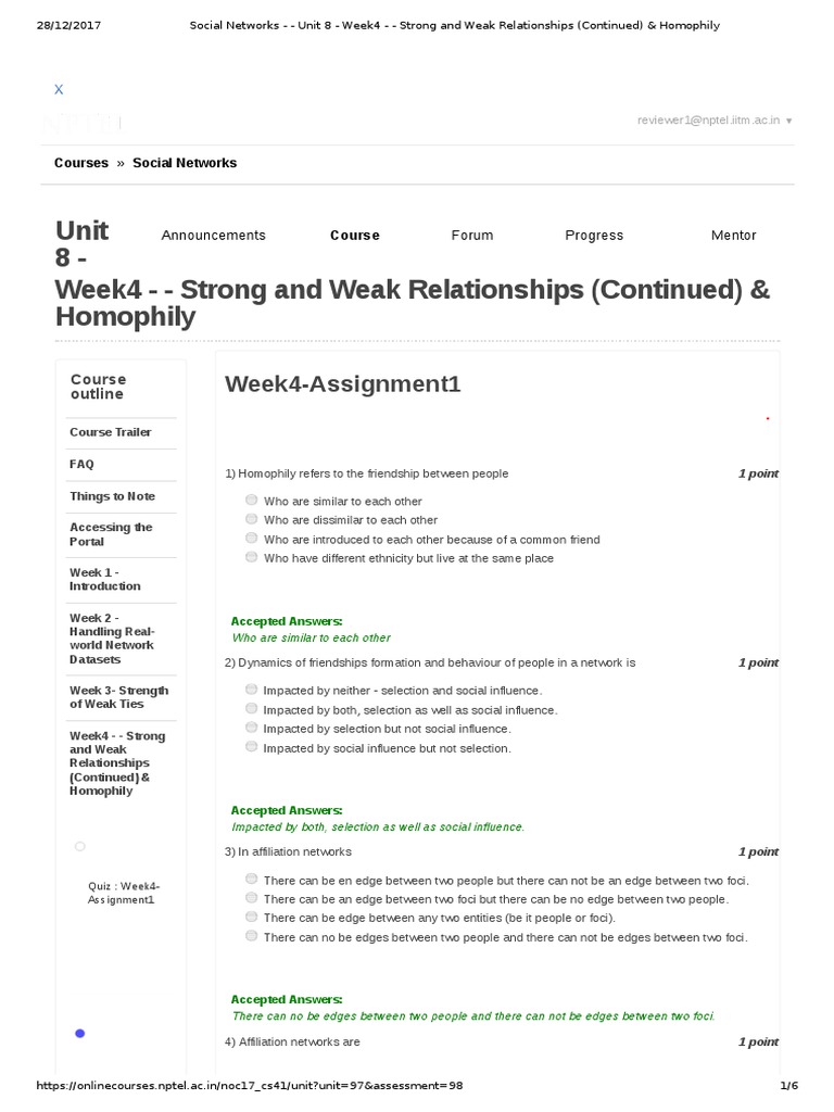 Unit 8 - Week4 - Strong and Weak Relationships (Continued) & Homophily ...