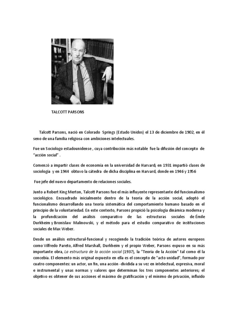 Talcon Parsons | PDF | Sociología | Teoría