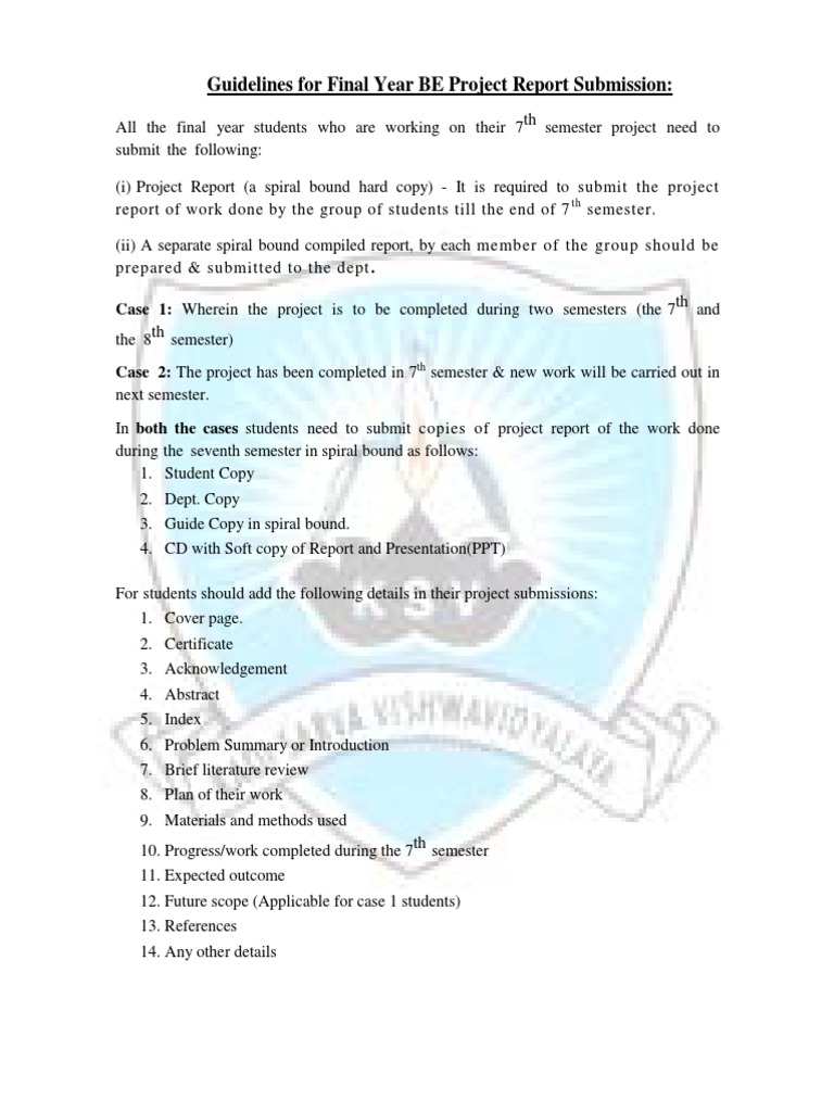 Guidelines For Final Year BE Project Report Submission | Download Free PDF | Academia