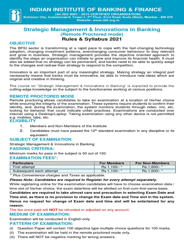 Indian Institute of Banking & Finance: Strategic Management ...