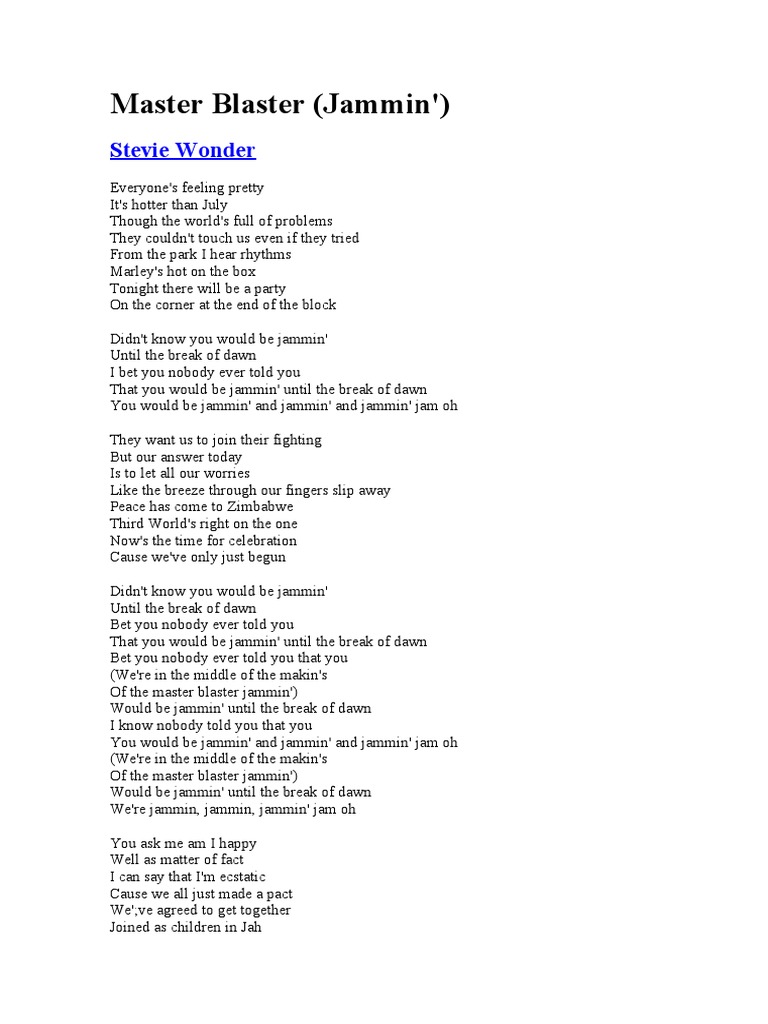 Master Blaster (Jammin') : Stevie Wonder | PDF