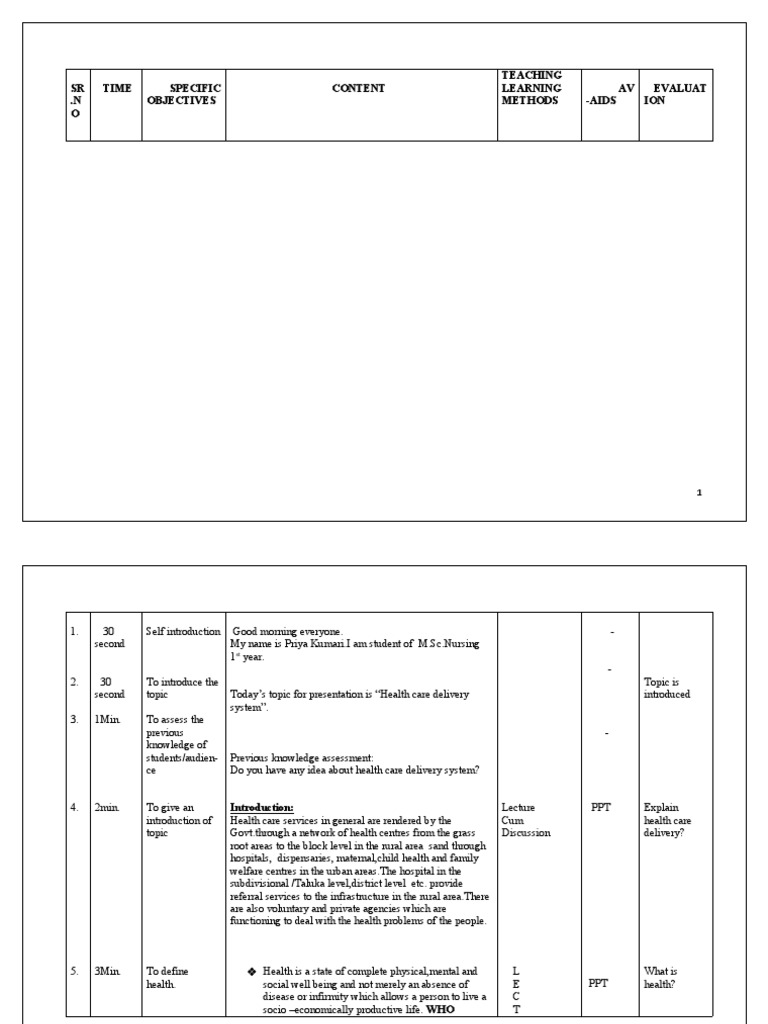 Lesson Plan | PDF | Health Care | Health Sciences
