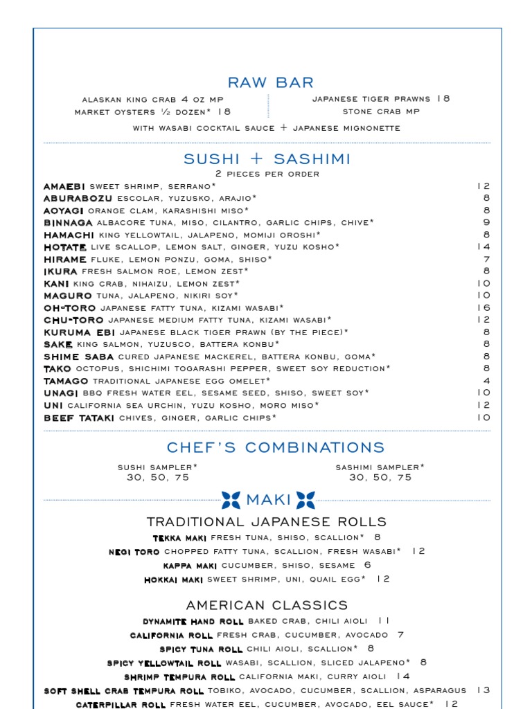 Makoto Sushi Menu | PDF | Sushi | East Asian Cuisine