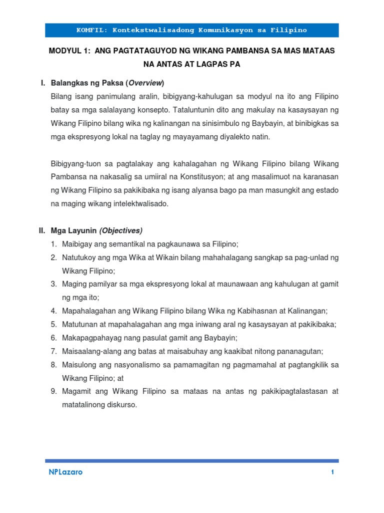 Komfil Module-1 | PDF