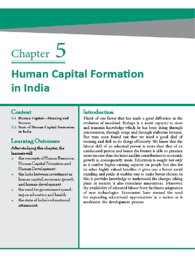 Subhash Dey IED XII Ch-5 Human Capital Formation in India (Shree Radhey ...
