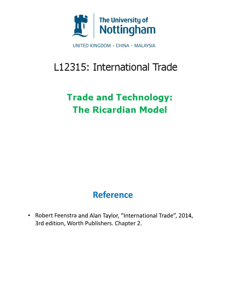 Lecture 2 (Ricardian Model) | PDF | Comparative Advantage | Labour ...
