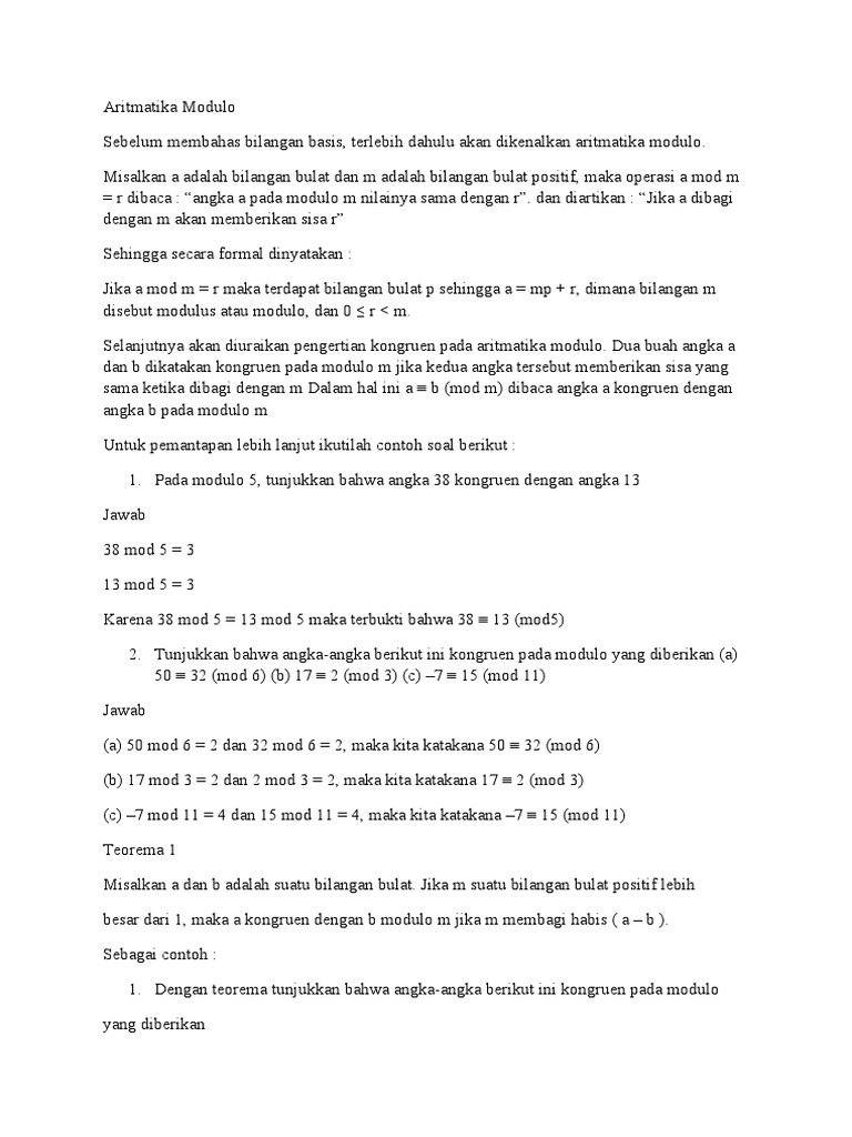 Aritmatika Modulo | PDF