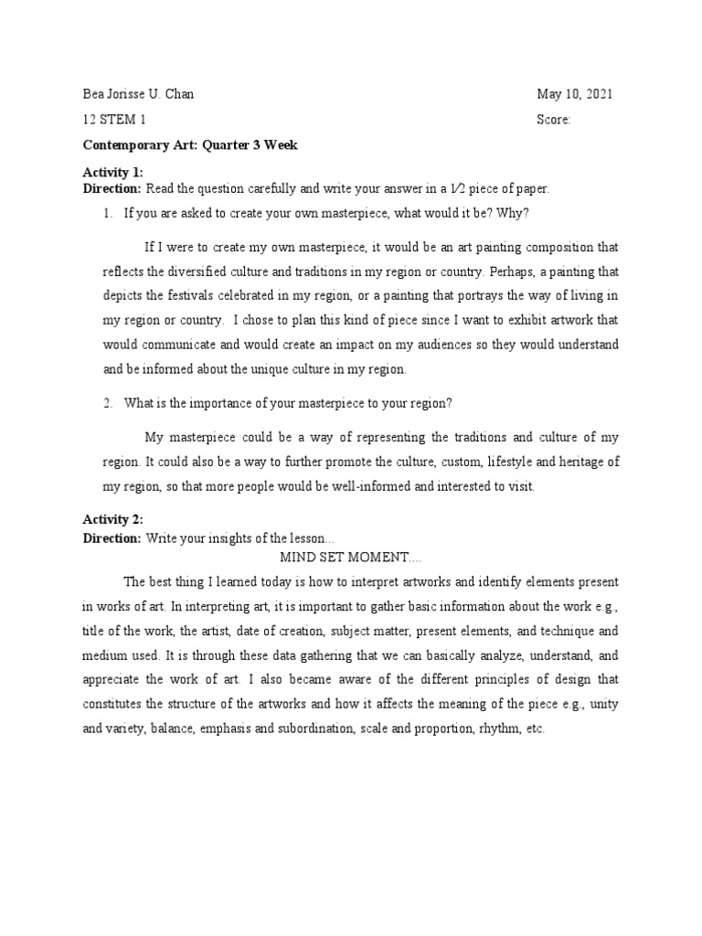 Contemporary Art Activities Guide | PDF