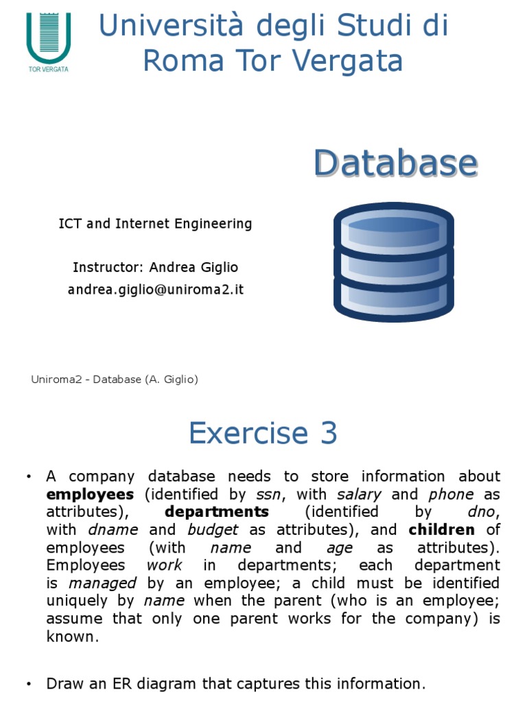 Database: ICT and Internet Engineering Instructor: Andrea Giglio Andrea ...