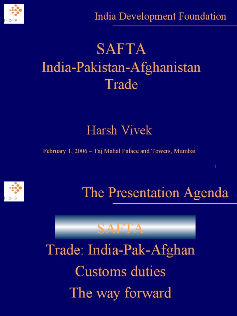 India-Pakistan-Afghanistan Trade: Safta | PDF | Economies ...