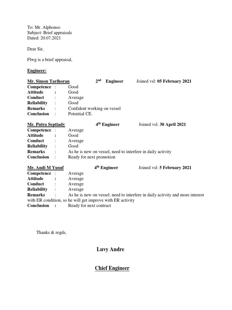 Crew Appraisal Report | PDF