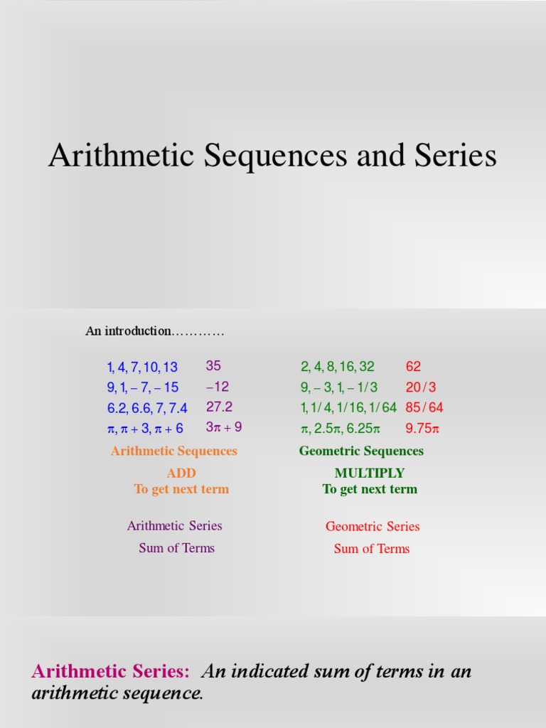 Intro to Arithmetic Sequences | PDF | Sequence | Summation