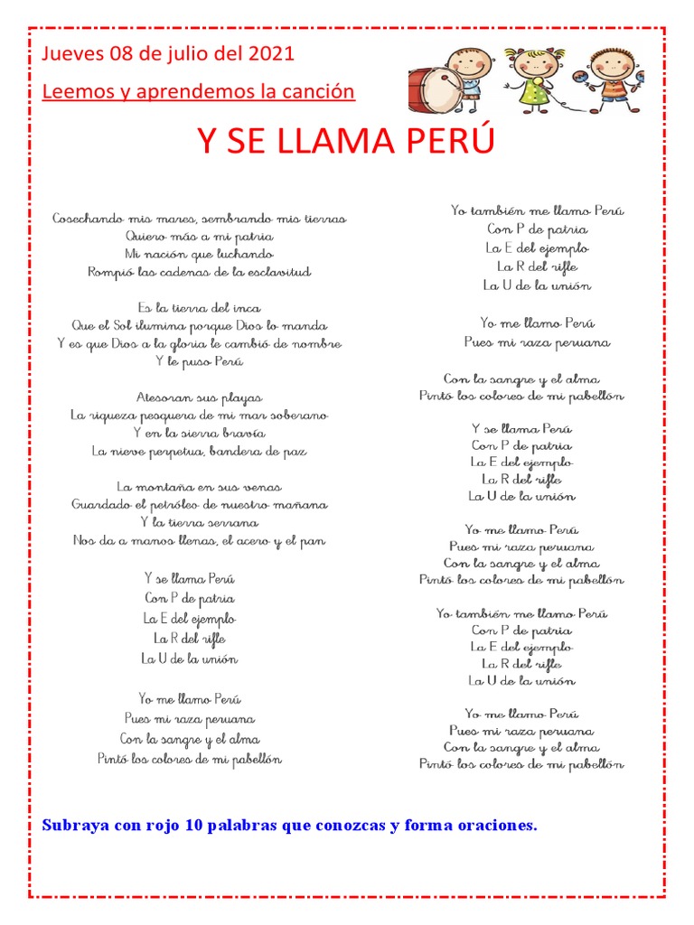 Canción Y SE LLAMA PERÚ | PDF