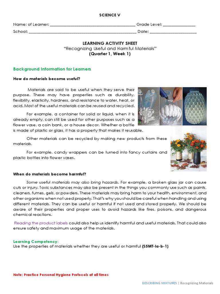 Science 5 Quarter 1 Week 1 | PDF | Recycling | Reuse