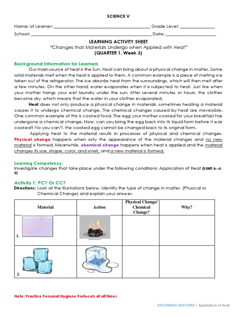 Science 5 Quarter 1 Week 3 | PDF | Heat | Water
